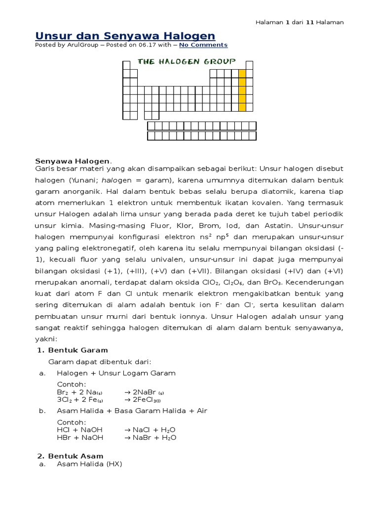 Unsur Dan Senyawa Halogen | PDF