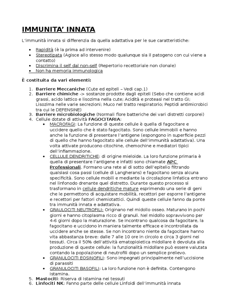 Immunità Innata (Immunologia-Medicina) | PDF