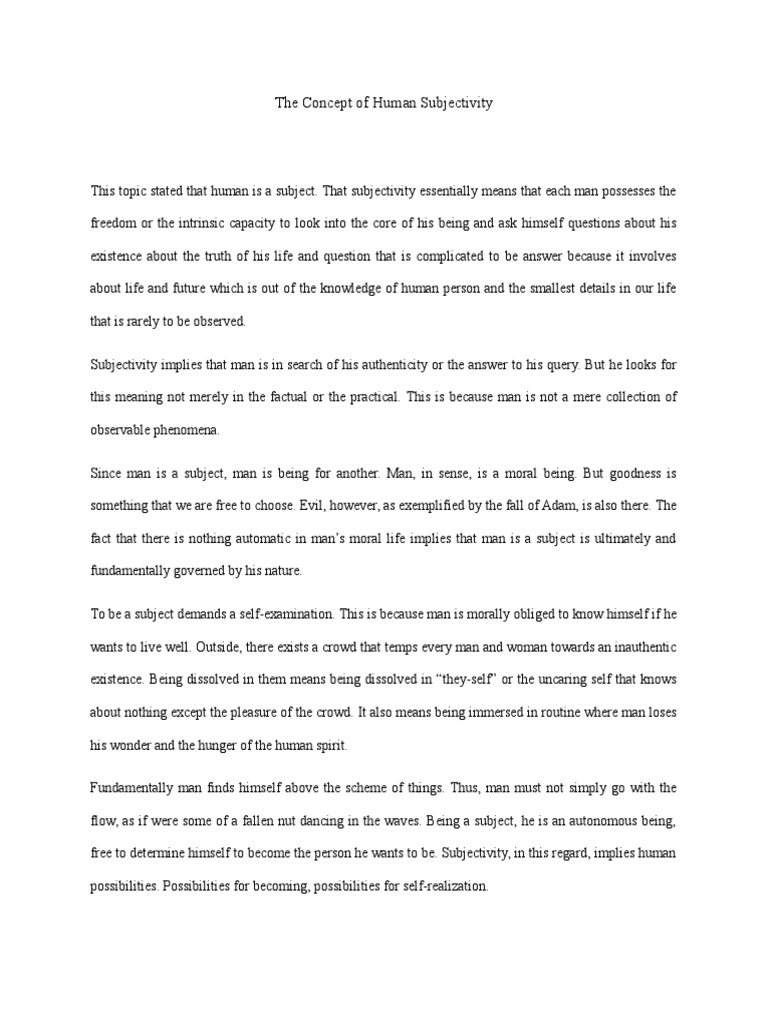 The Concept of Human Subjectivity. | PDF | Good And Evil | Epistemology