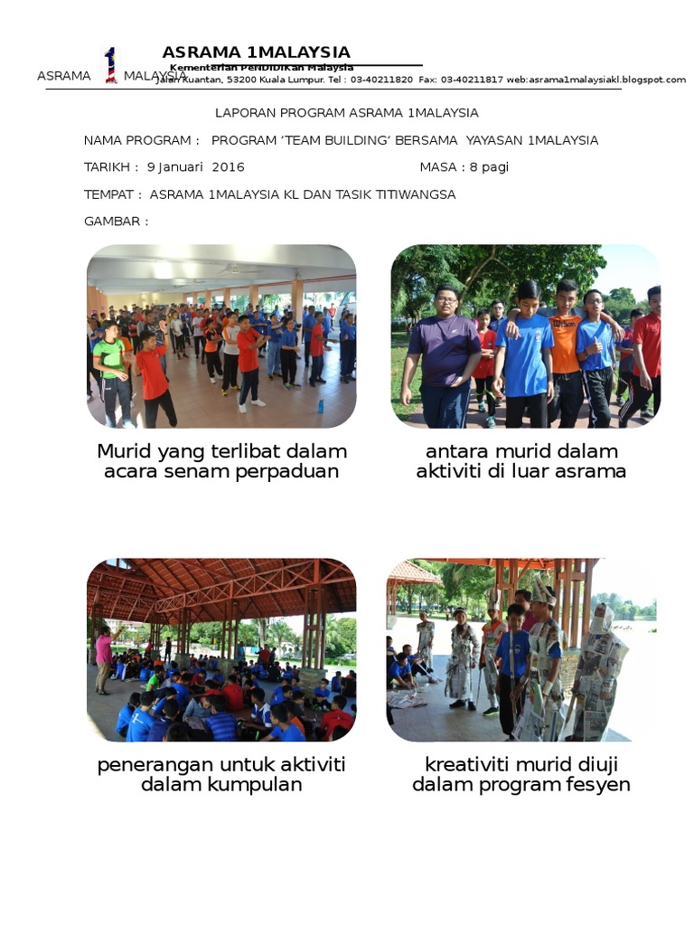 Laporan Program Team Building Bersama Yayasan 1malaysia 2016 | PDF
