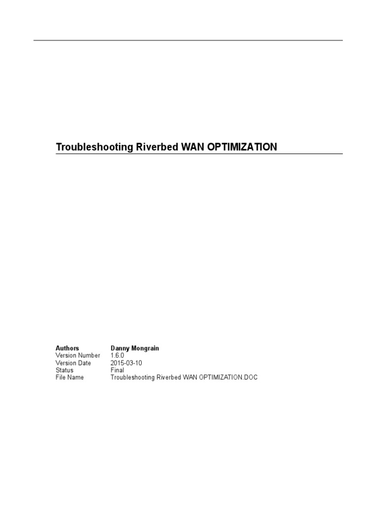 Troubleshooting Riverbed Wan Optimization Pdf Transmission Control