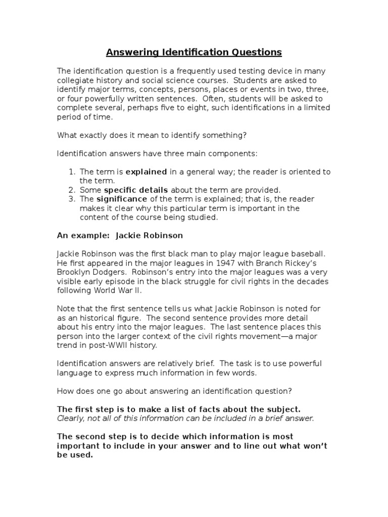 Answering Identification Questions | PDF