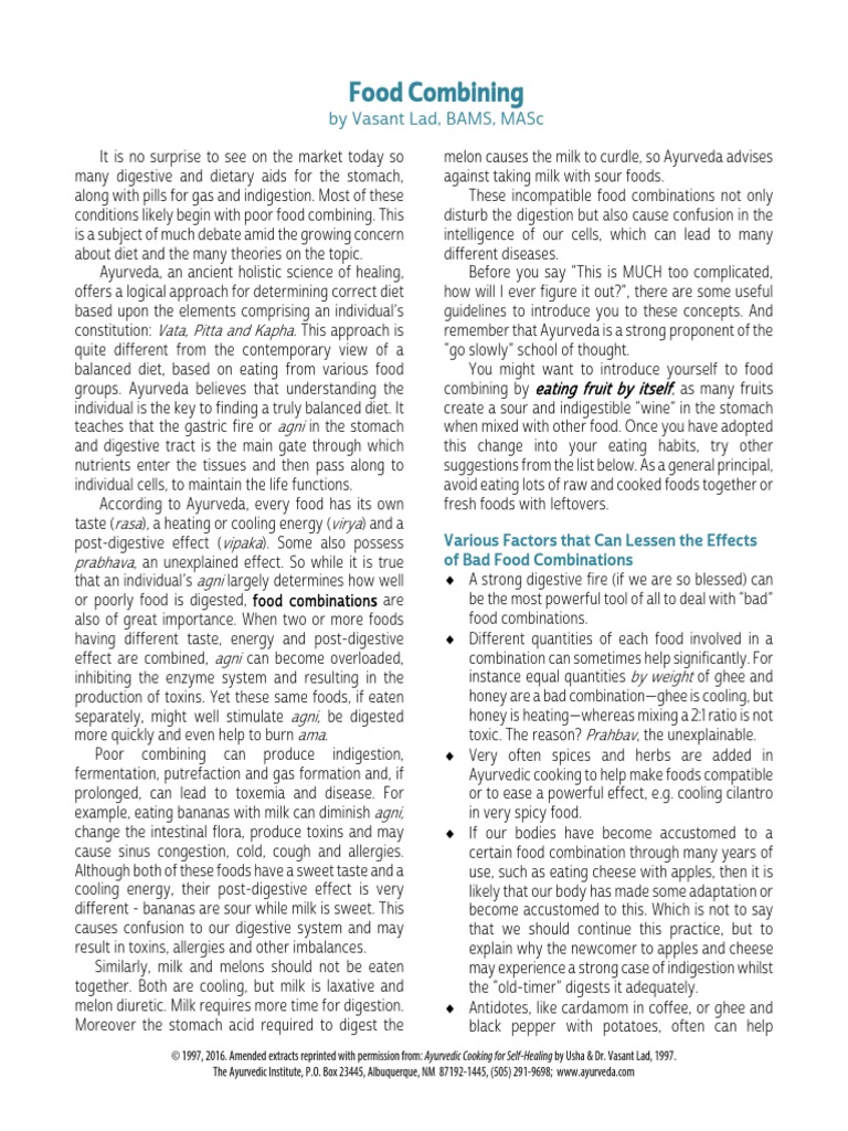 Food Combining | PDF | Digestion | Yogurt
