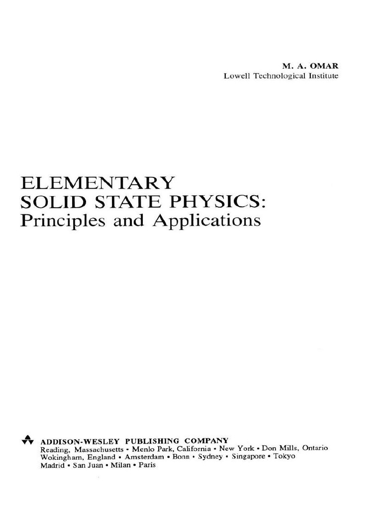 Elementary Solid State Physics - Omar | PDF | Crystal Structure ...