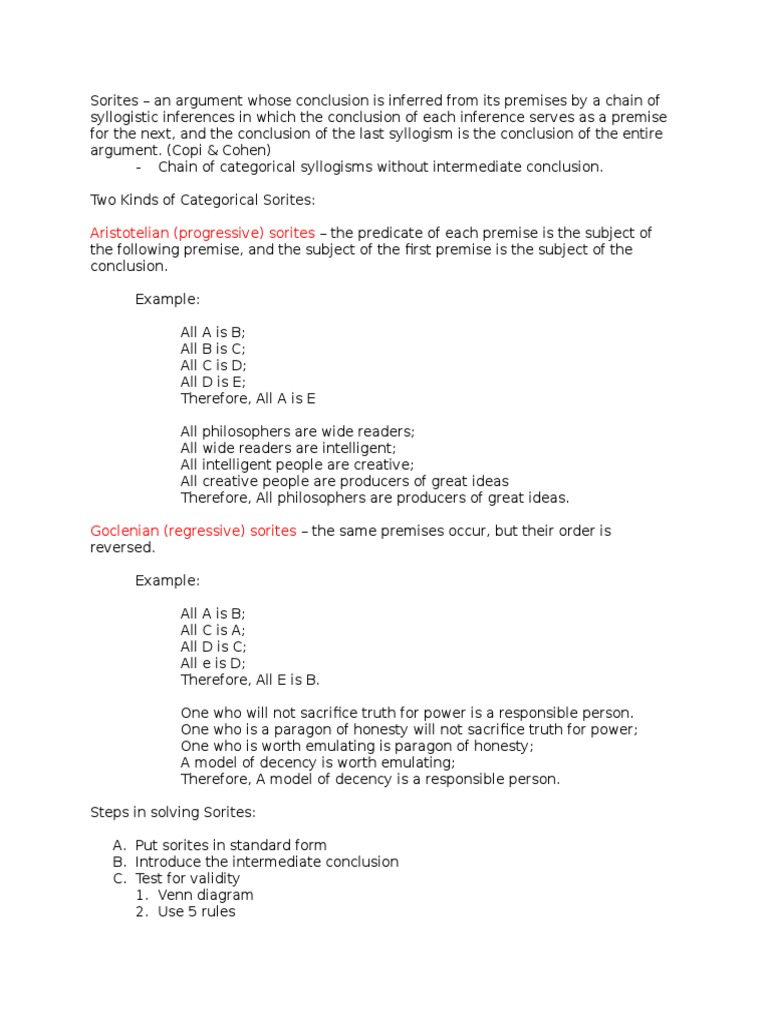 A Comprehensive Explanation of Sorites Arguments and Disjunctive ...