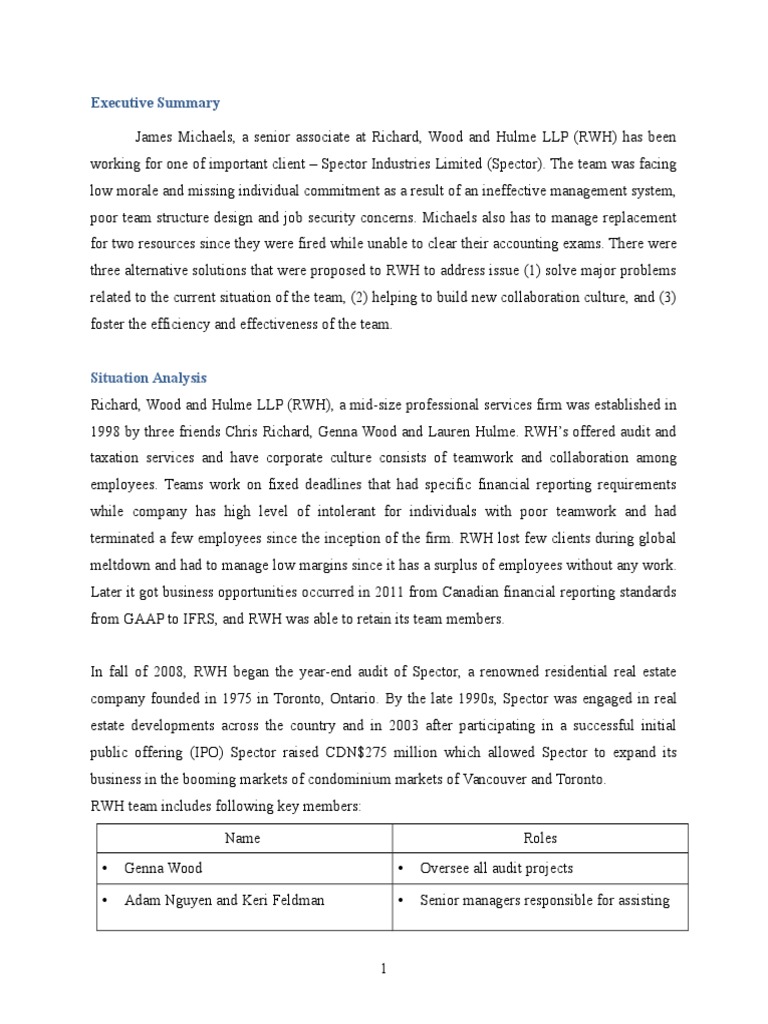Case Analysis Team Collapse | PDF | Audit | Accounting
