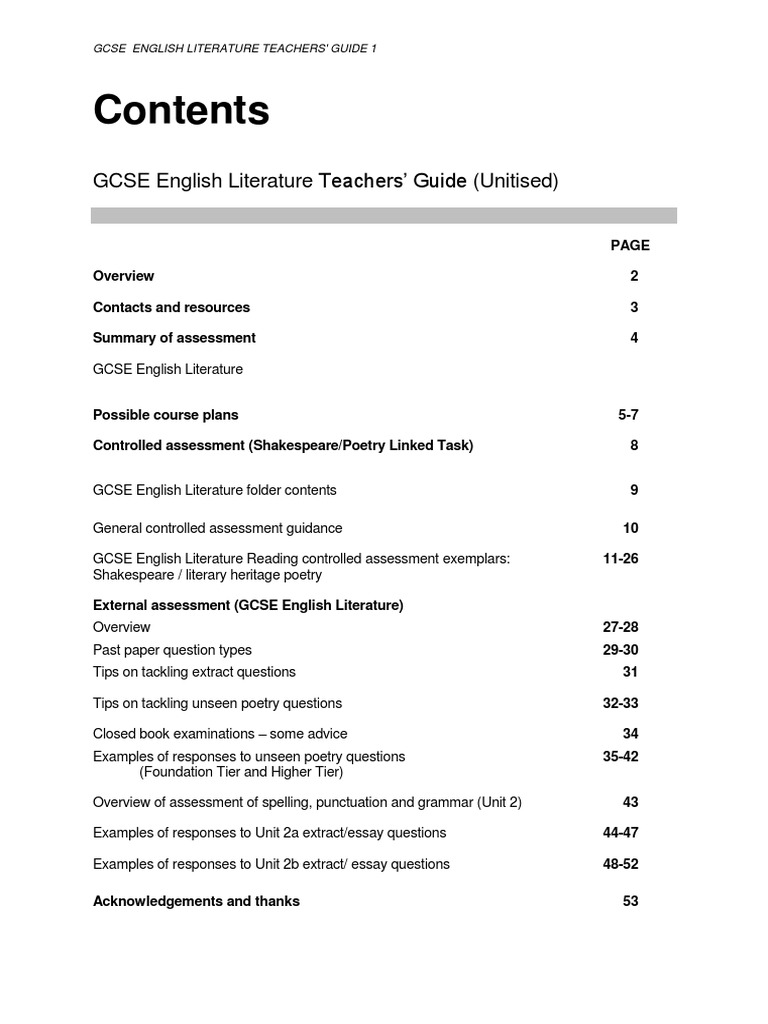 English Literature Teachers' Guide 1 | PDF | Educational Assessment ...
