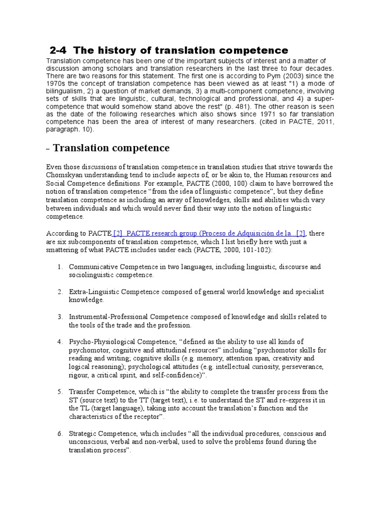 The History of Translation Competence 1 | PDF | Translations | Knowledge