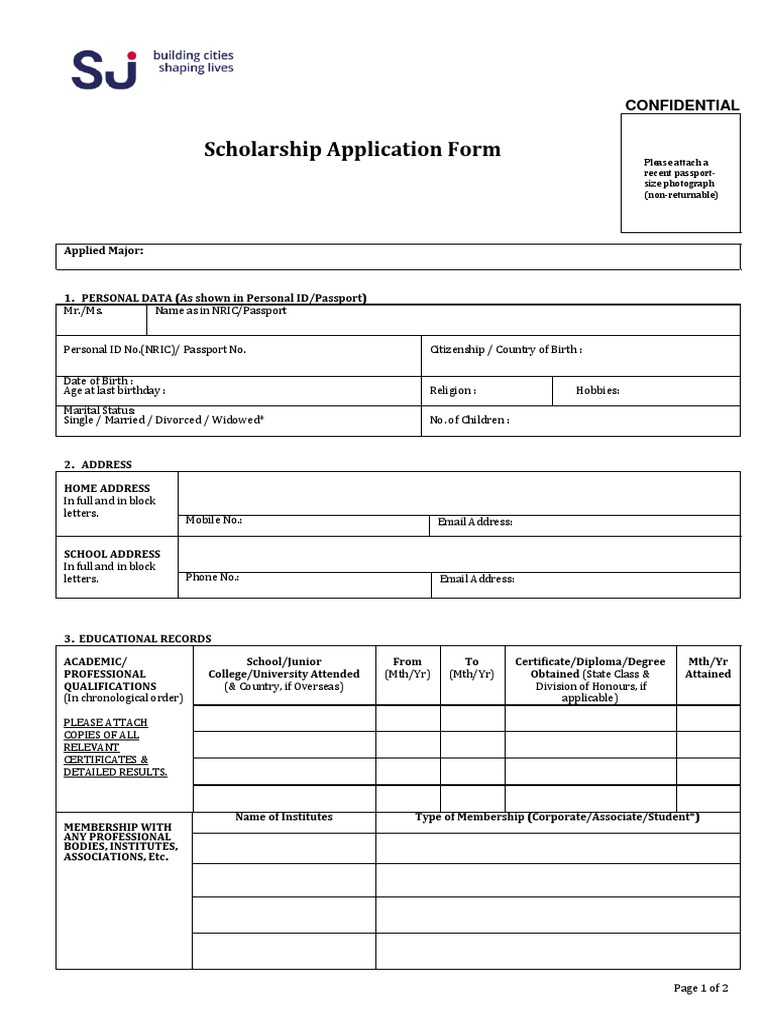 Scholarship Application Form | PDF