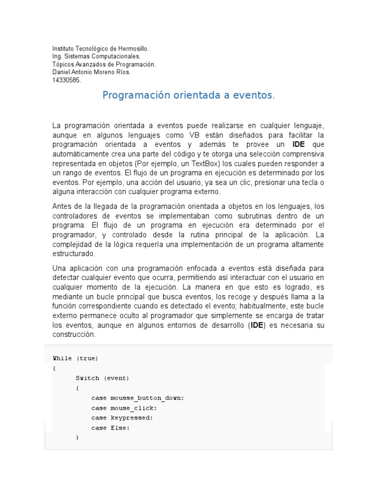 Programación Orientada A Eventos | PDF | Objeto (informática ...