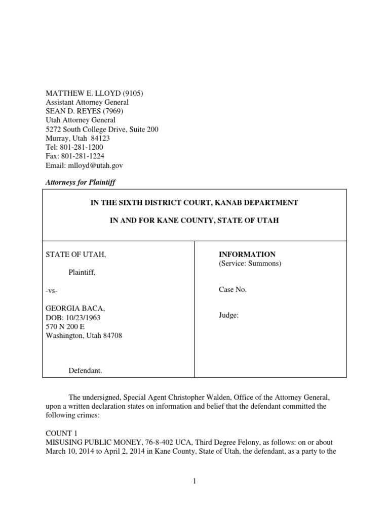 Georgia Baca Charges | PDF | Felony | Probable Cause