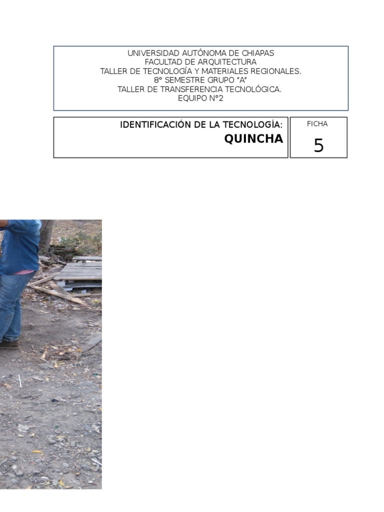 Ficha Quincha | PDF | Materiales de construcción | edificio