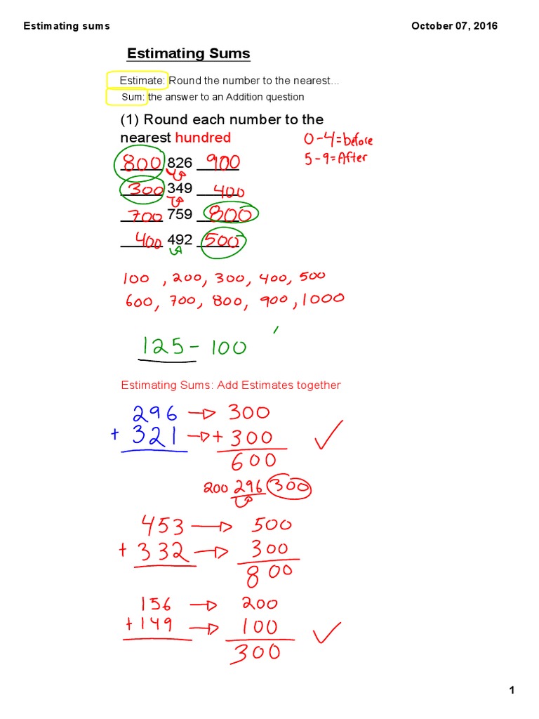 Estimating Sums | PDF