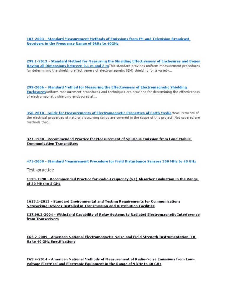 Electromagnetic Measurement Standards Guide | PDF | Electromagnetic ...