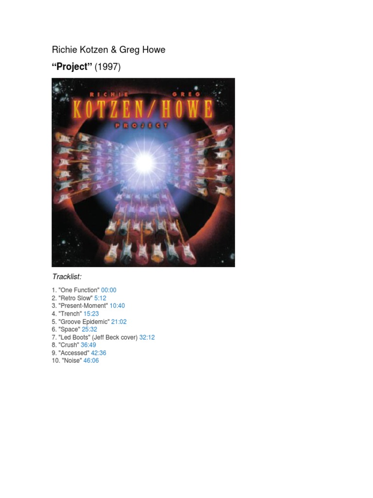 Richie Kotzen y Greg Howe (Info de Los Dos Discos) | PDF