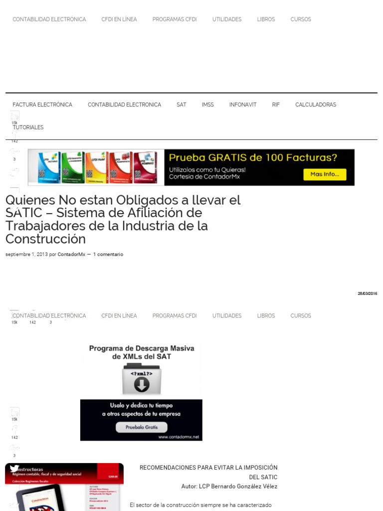 Exenciones y Obligaciones SATIC en Construcción | PDF | Contabilidad ...