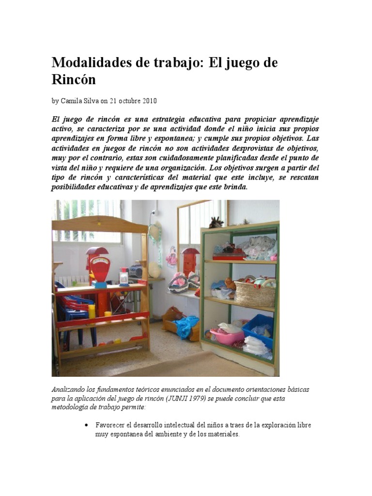 Juego de Rincones | PDF | Adultos | Aprendizaje