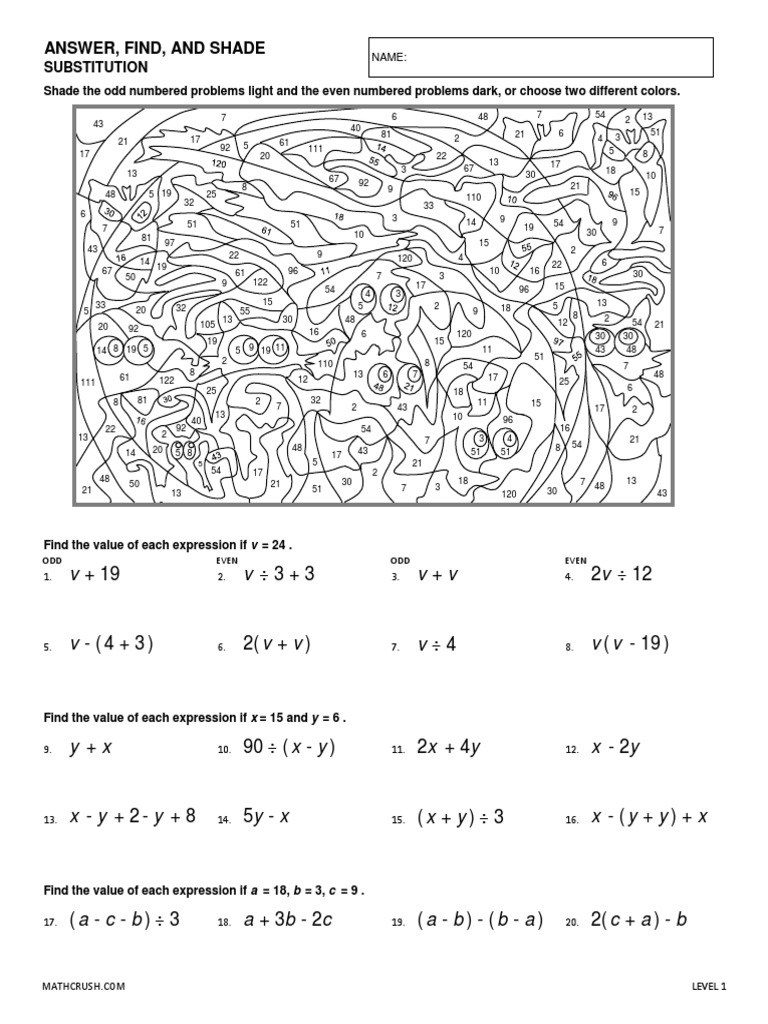 Substitution Answer Find and Shade | PDF