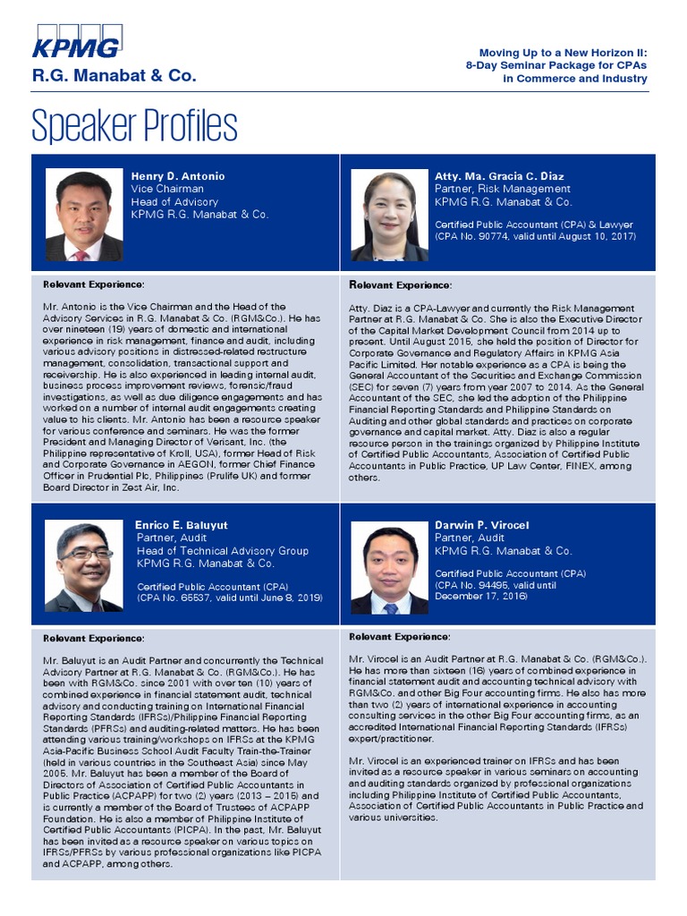 KPMG Speaker Profiles | PDF | Certified Public Accountant | Accountant