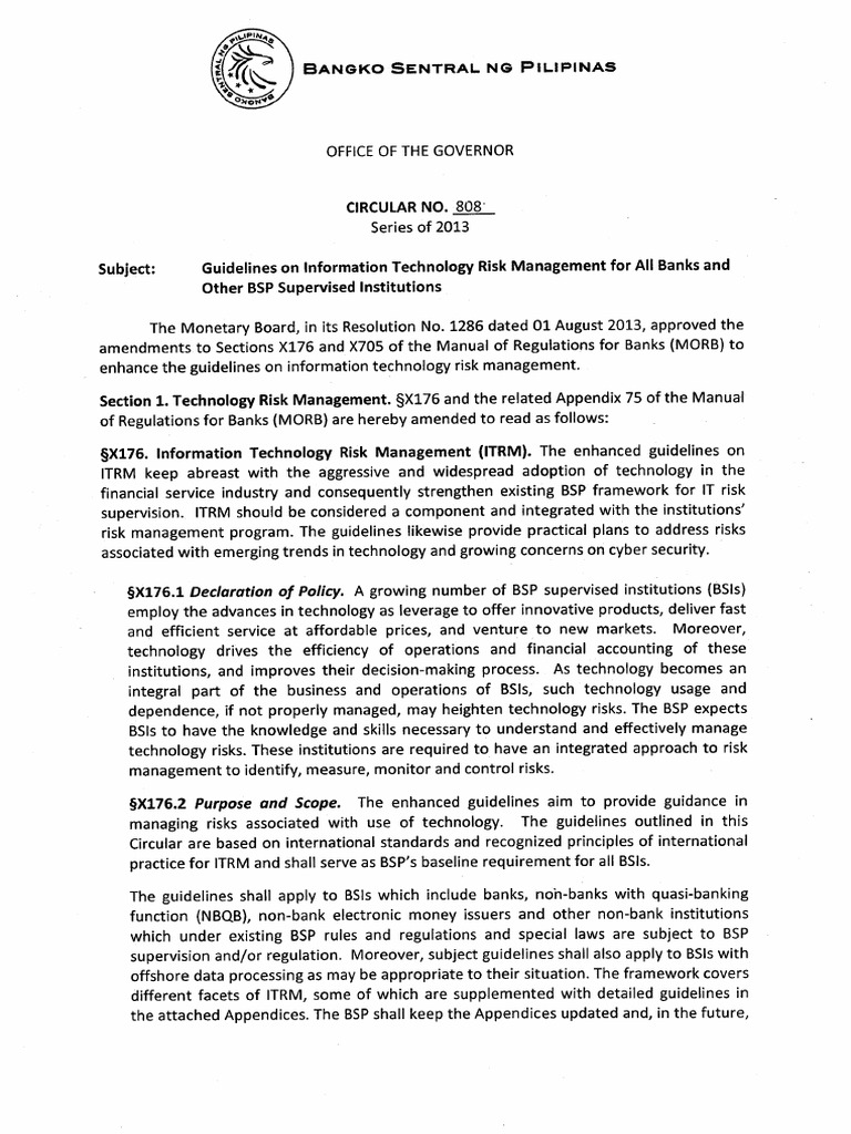 BSP Circular No. 808 PDF | PDF