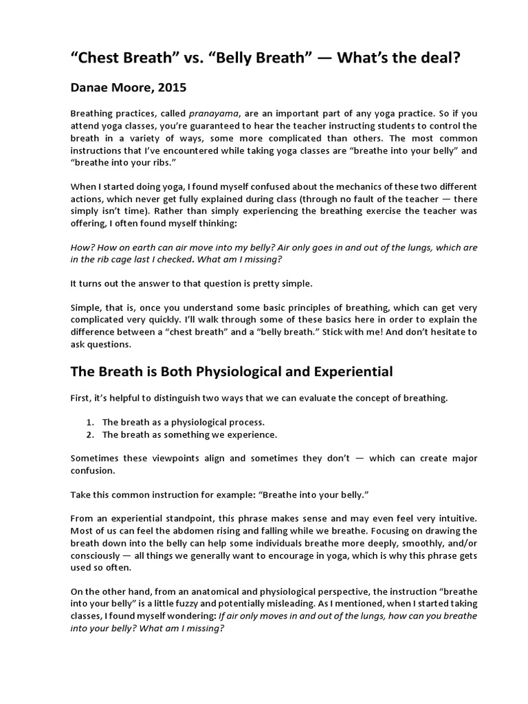 Chest vs. Belly Breathing Explained | PDF | Breathing | Thorax