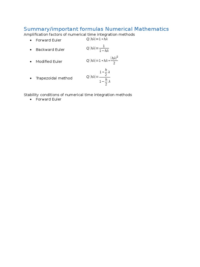 Summary Numerical Mathematics | PDF