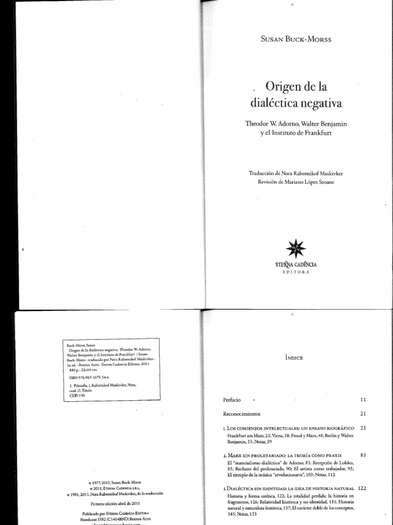 Buck-Morss, Susan - Origen de La Dialéctica Negativa. Theodor W. Adorno ...