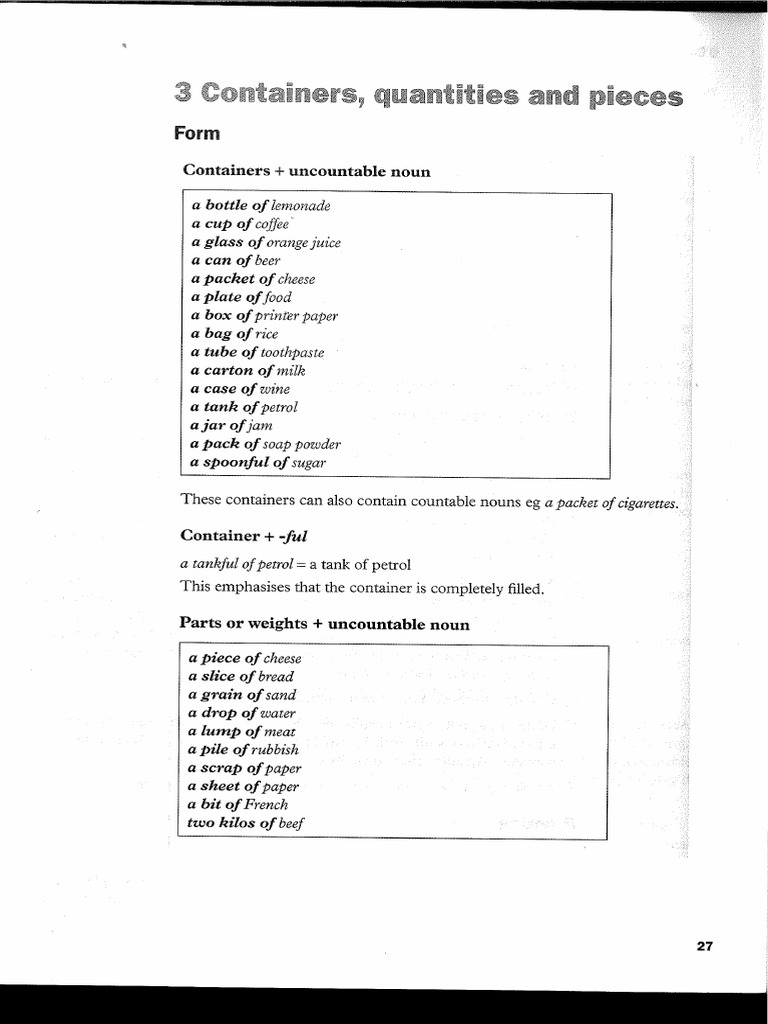 3 Containers, Quantities & Pieces | PDF