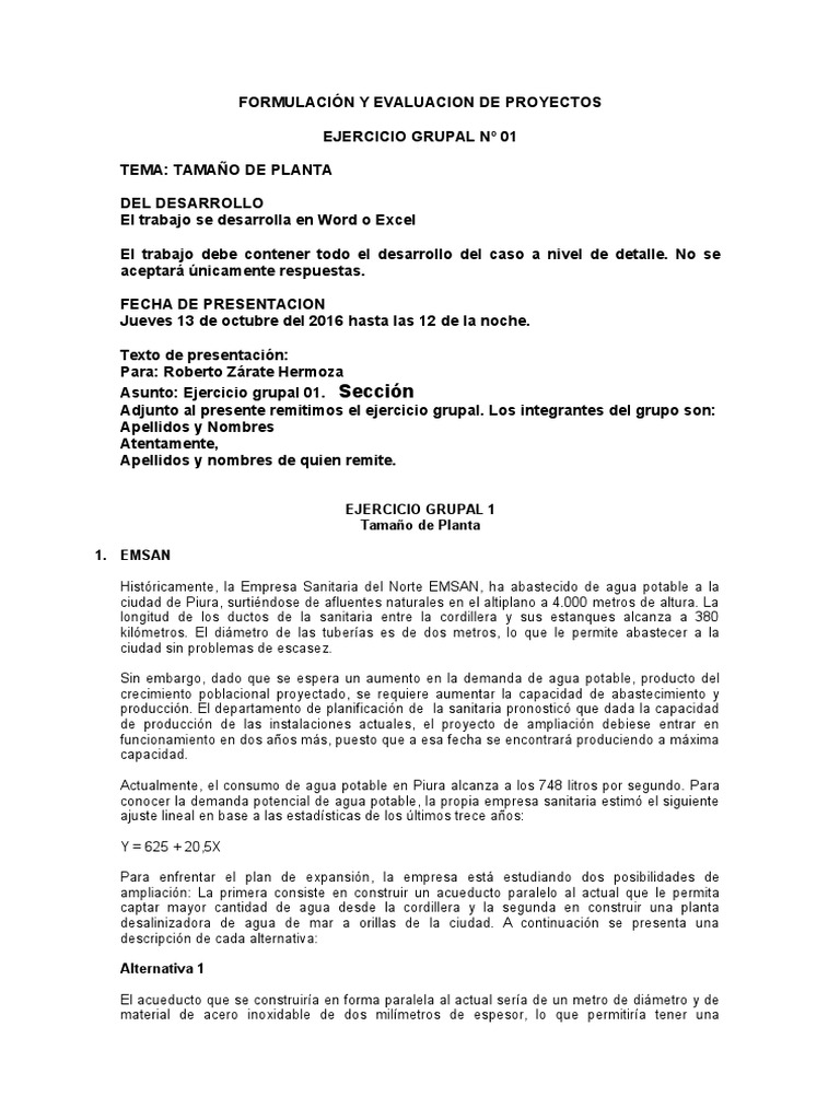 Ejercicio Grupal 1 | PDF | Desalinización | Agua