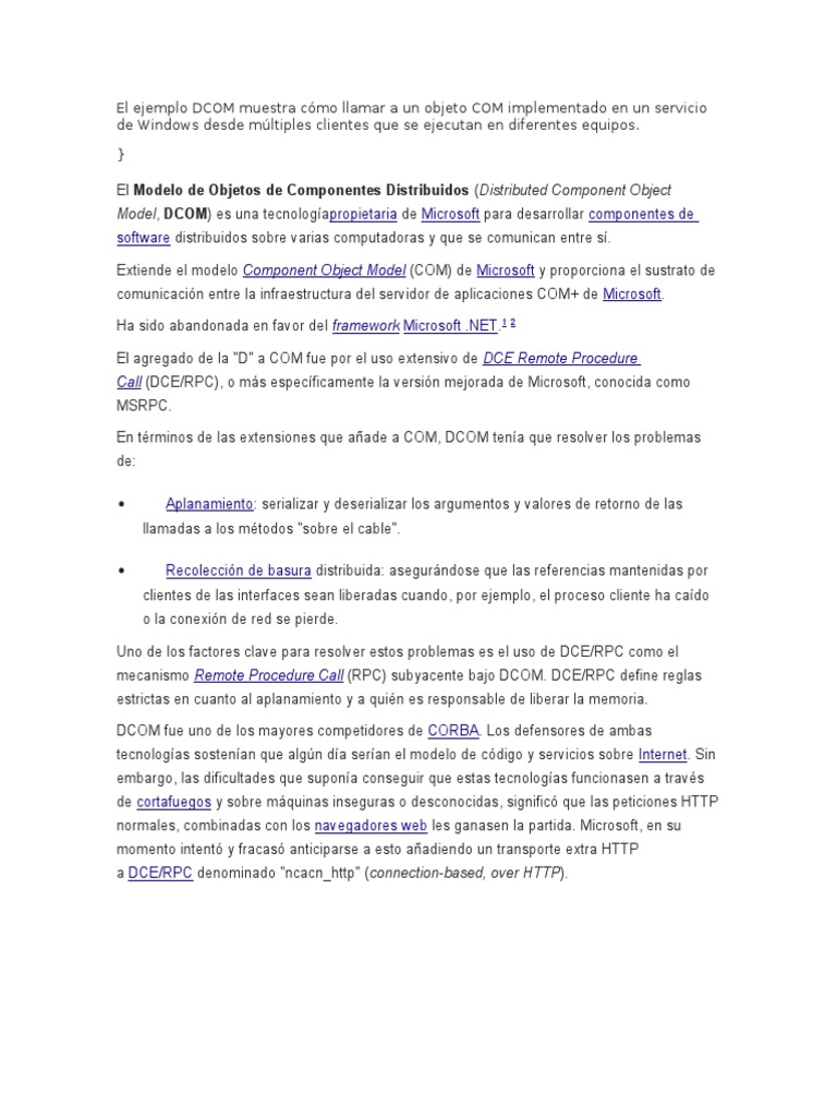 El Ejemplo DCOM Muestra Cómo Llamar A Un Objeto COM Implementado en Un ...