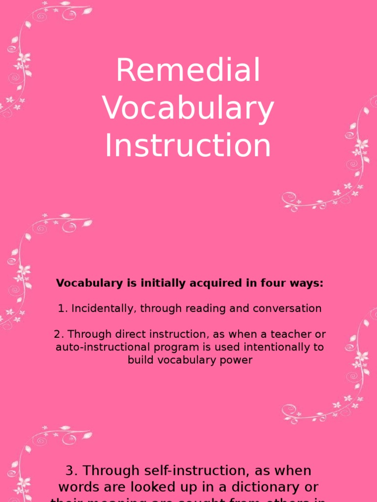 Remedial Vocabulary Instruction Methods | PDF | Language Arts ...