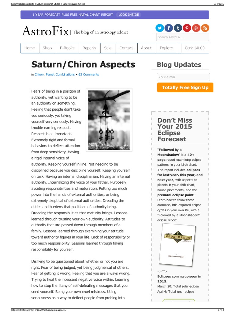 Saturn-Chiron Aspects Saturn Conjunct Chiron Saturn Squa | PDF ...