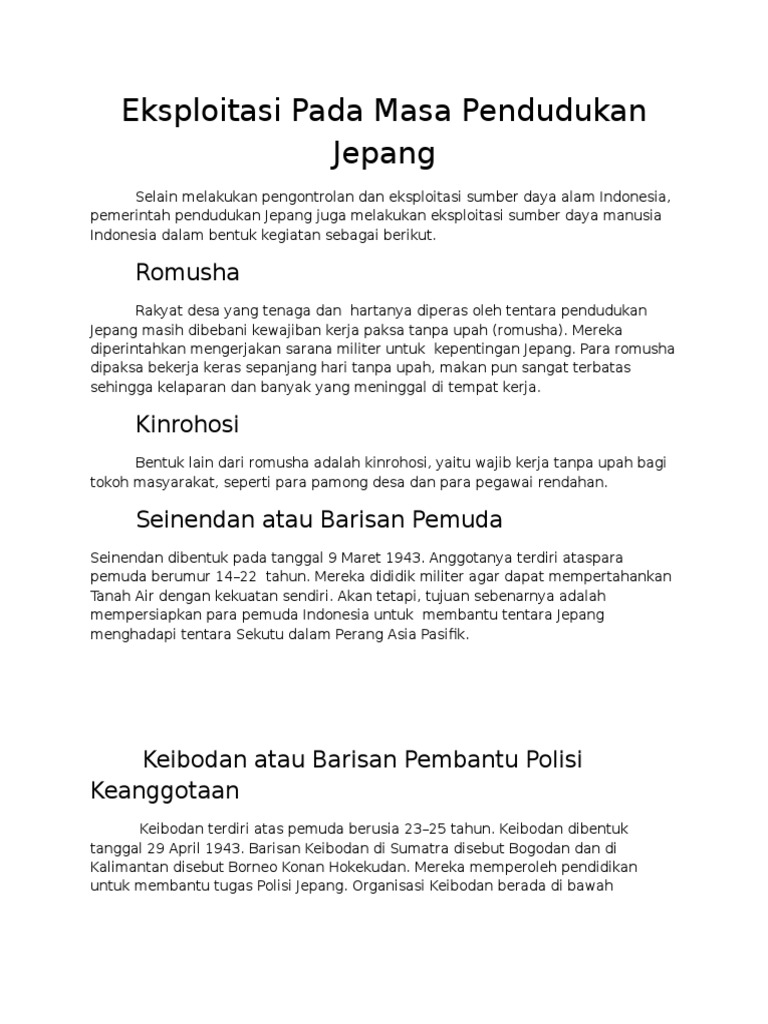Eksploitasi Pada Masa Pendudukan Jepang | PDF