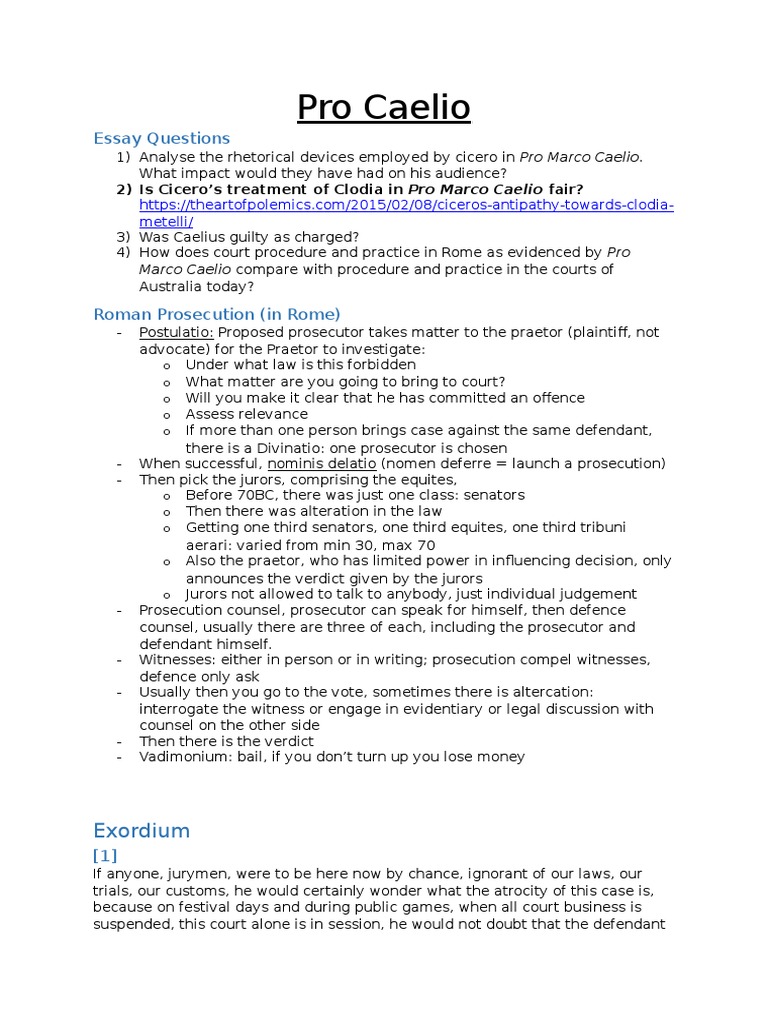 Cicero's Pro Caelio Defense | PDF | Justice | Crime & Violence