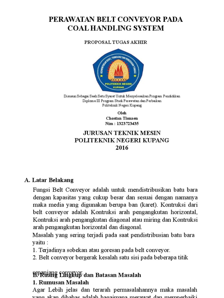 Perawatan Belt Conveyor Batu Bara | PDF | Metode & Bahan Ajar | Sains & Matematika