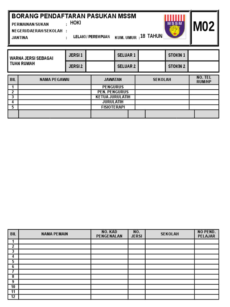 Borang Pendaftaran M02 | PDF
