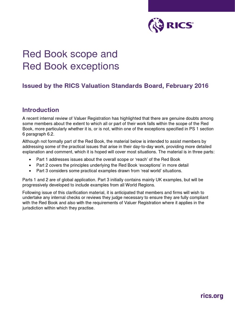 Red Book Scope and Red Book Exceptions Feb 2016 | PDF | Real Estate ...