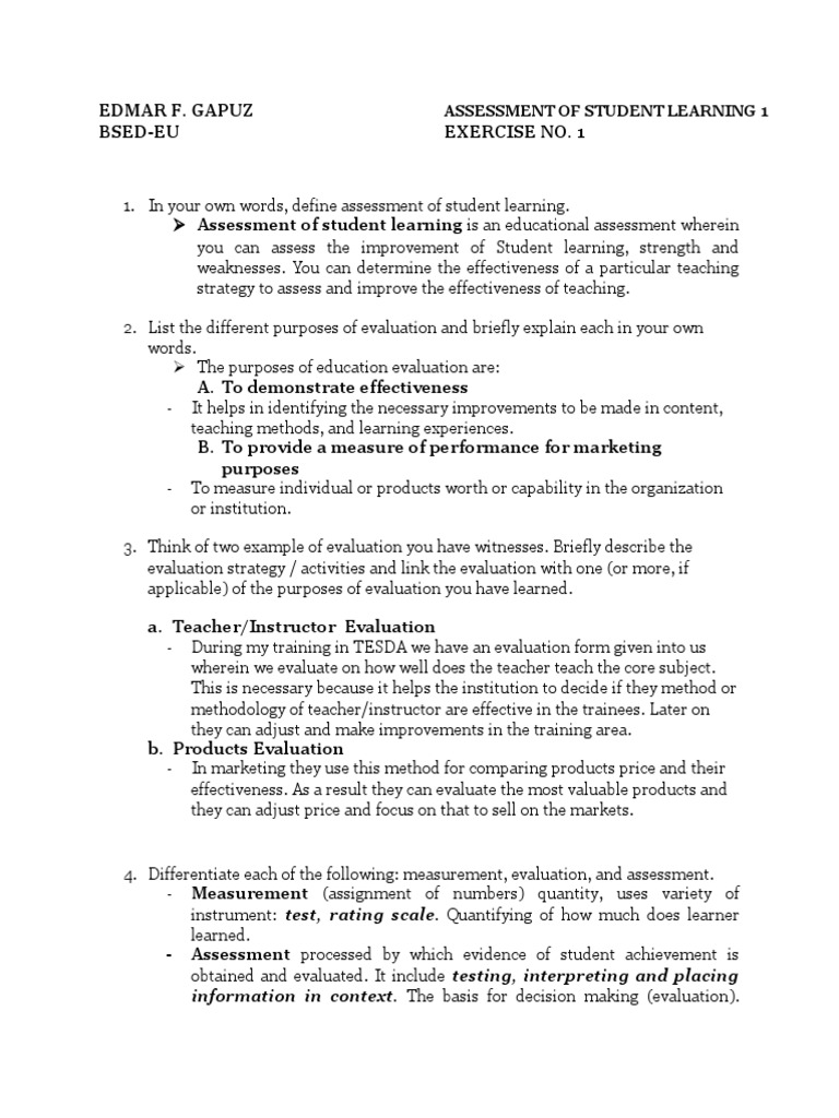 Assessment of Student Learning 1: - Information in Context. The Basis ...