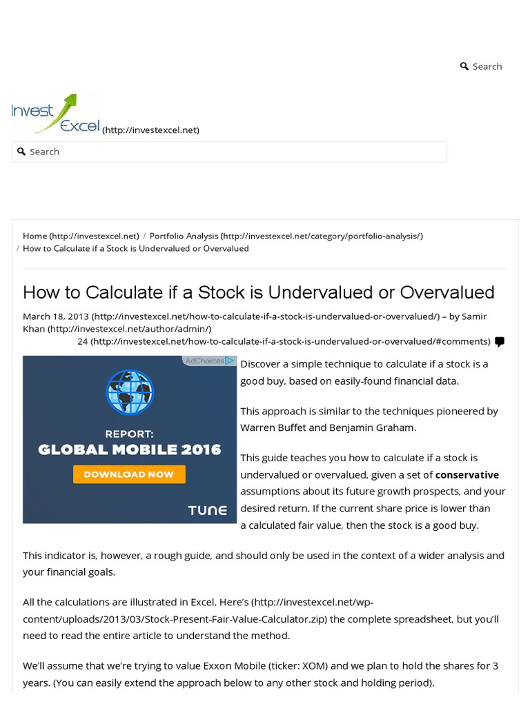 How To Calculate If A Stock Is Undervalued or Overvalued | PDF ...