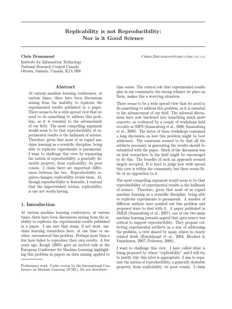 Replicability Is Not Reproducibility: Nor Is It Good Science | PDF ...