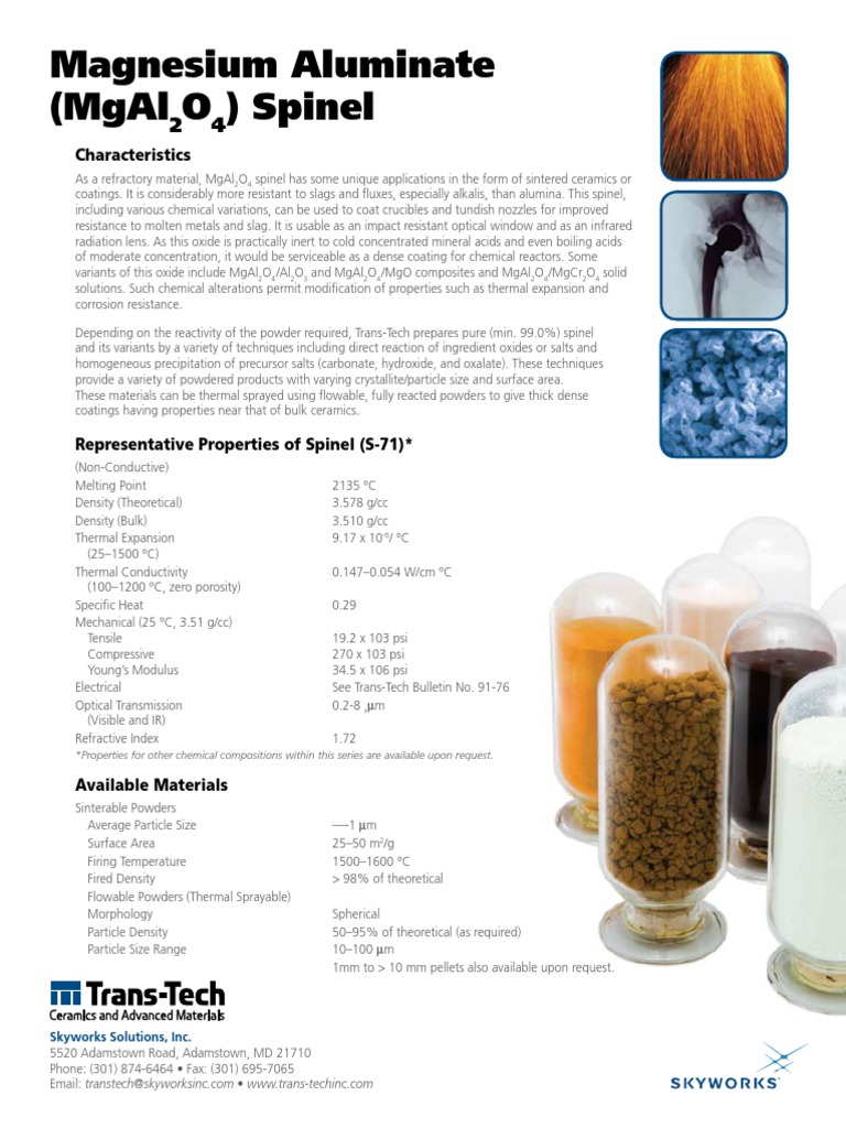 Magnesium Aluminate (Mgal O) Spinel: Characteristics | PDF