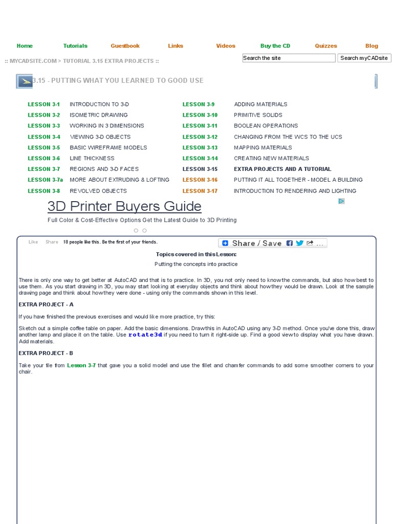 Free AutoCAD Tutorials - Extra 3D Exercises in AutoCAD 2010 | PDF | 3 D ...