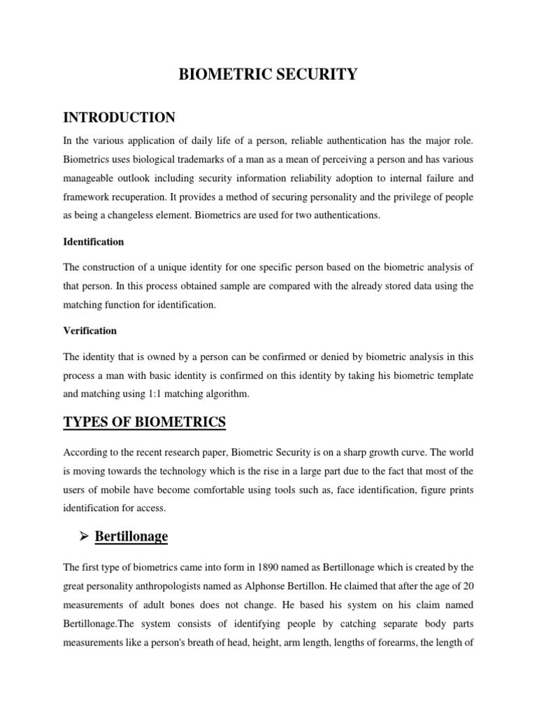 Biometric Security Pdf Biometrics Authentication