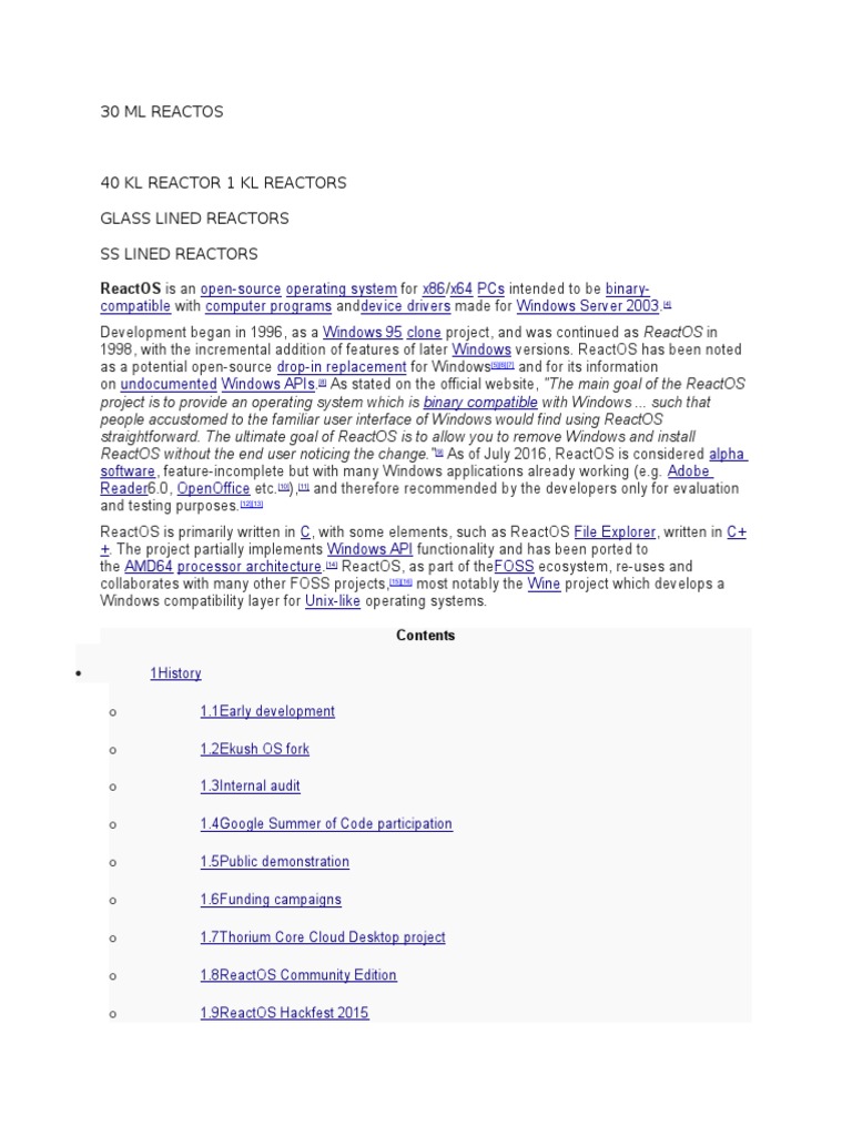 An Overview of ReactOS: An Open-Source Operating System Compatible with ...