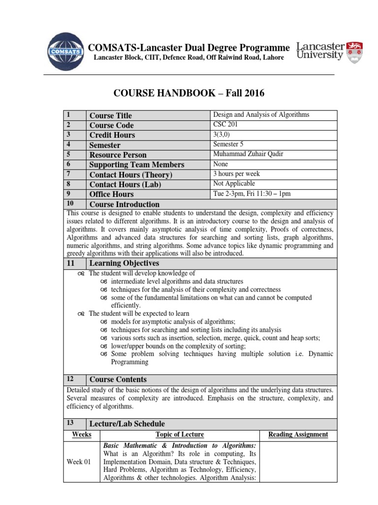 Csc 201 Design And Analysis Of Algorithms Fall2016 Pdf Computational Complexity Theory