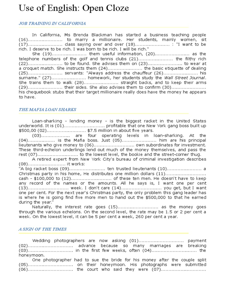 FCE Open Cloze | PDF | Cemetery | Death