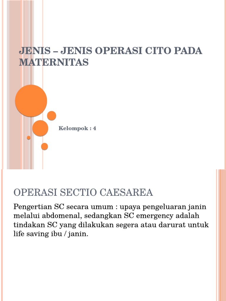 Jenis - Jenis Operasi Cito Pada Maternitas | PDF