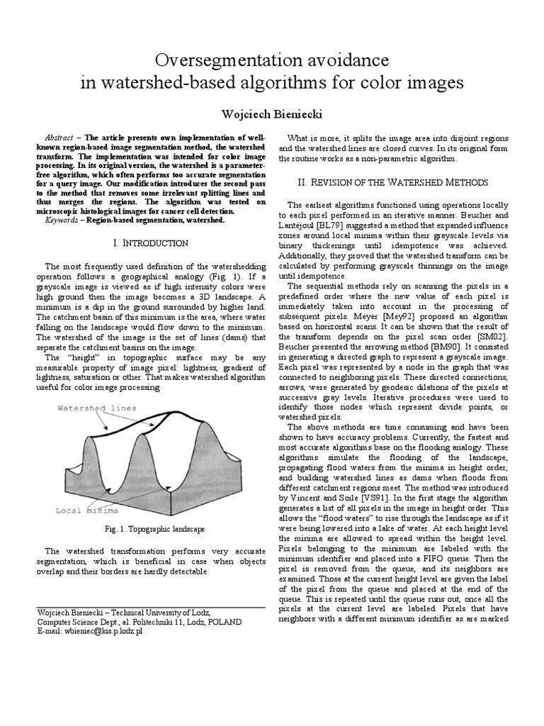 Oversegmentation Avoidance in Watershed-Based Algorithms For Color ...