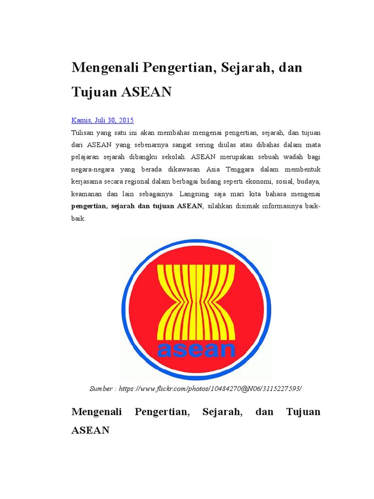 Pengertian dan Tujuan ASEAN | PDF