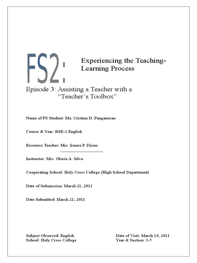 Fs 2 - 2 | PDF | Educational Assessment | Lesson Plan